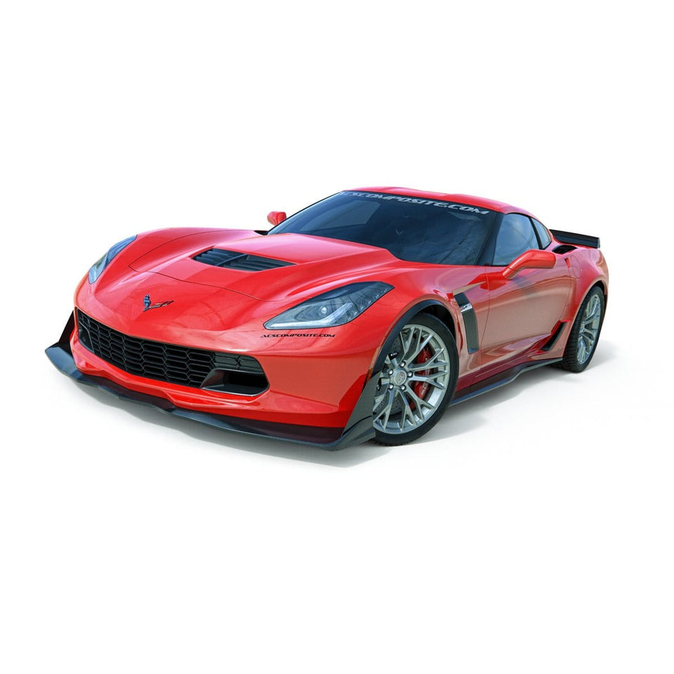 ACS Composite C7 ZR1 Front Splitter in Carbon Flash Metallic Black for ...