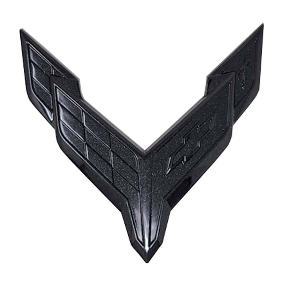 C8 Dark Stealth Crossed Flags Emblem in Carbon Flash Black for Corvette ...