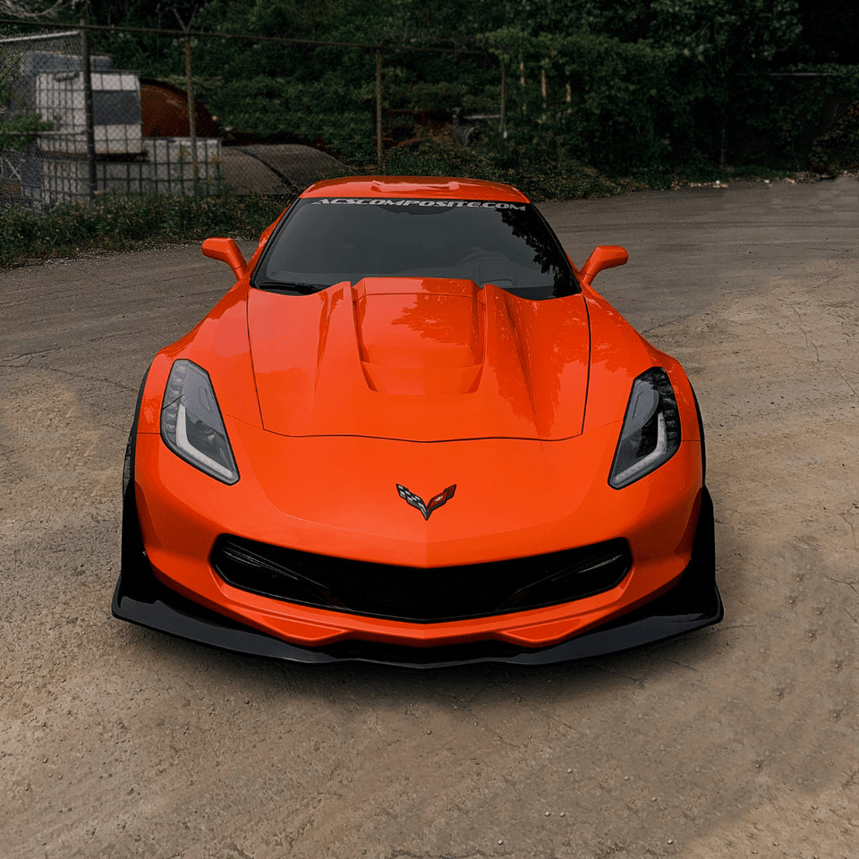 ACS Composite C7 ZR1 Front Splitter in Carbon Flash Metallic Black for ...