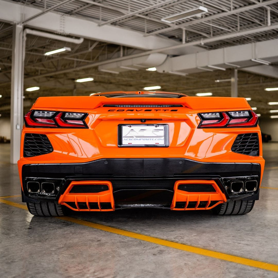 ACS C8 Stingray Diffuser Insert in Sebring Orange on 2020+ C8 Corvette ...